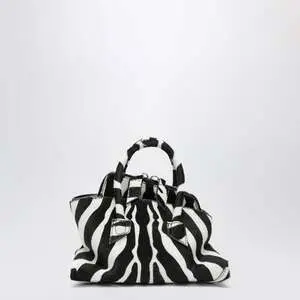 Attico La Passeggiata Mini Bag In Black And Pony Hair Leather - White