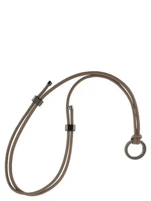 Brunello Cucinelli Leather Glasses Cord With Pendant - Cream