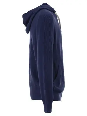 Brunello Cucinelli Ribbed Cotton Knit Zip-up Hooded Sweatshirt - Multicolor