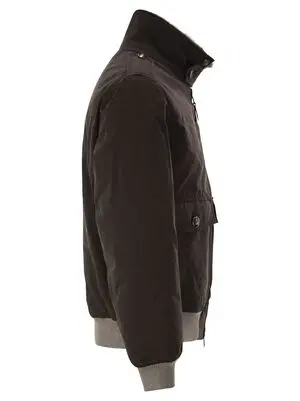 Brunello Cucinelli Padded Bomber Jacket With Shearling Collar And Tailored Details - Brown