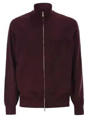 Brunello Cucinelli High-necked Cashmere Cardigan - Red
