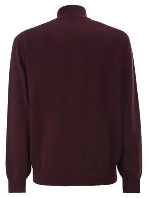 Brunello Cucinelli High-necked Cashmere Cardigan - Red