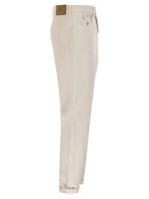 Brunello Cucinelli Five-pocket Cotton Jeans With A Contemporary Silhouette - White