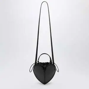 ROTATE BY BIRGER CHRISTENSEN Heart Bag Croco Embellished Leather Bag - Black