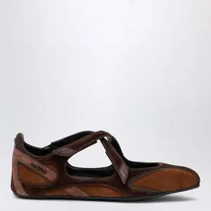 Attico Suede Ballerina-sneaker Flats - Brown