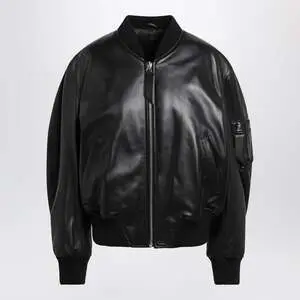 Attico Anja Leather Bomber Jacket - Black