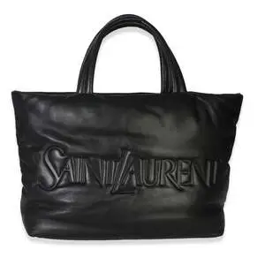 Saint Laurent Puffy Nappa Logo Tote - Black