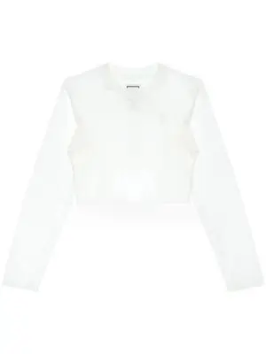 WOOYOUNGMI Logo Embroidered Cropped T-shirt