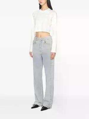 WOOYOUNGMI Logo Embroidered Cropped T-shirt