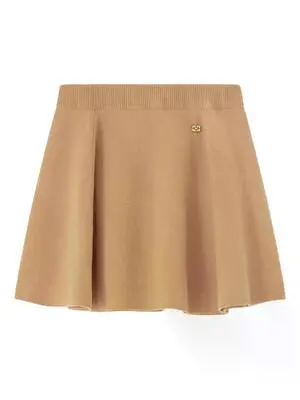 GANNI Logo Detail A-line Mini Skirt - Brown