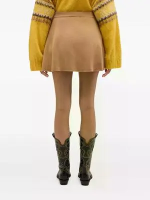 GANNI Logo Detail A-line Mini Skirt - Brown
