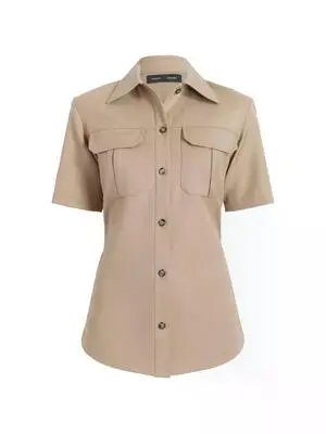 Proenza Schouler Nali Wool Gabardine Shirt - Neutrals