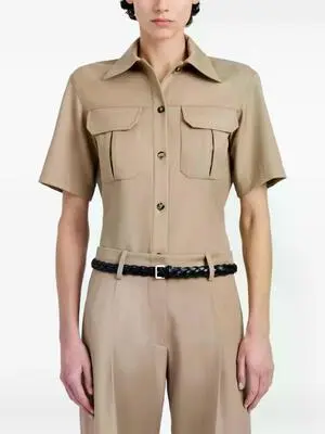 Proenza Schouler Nali Wool Gabardine Shirt - Neutrals