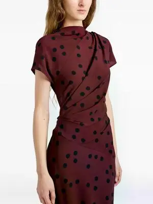 Proenza Schouler Ren Printed Dot Stretch Viscose Midi Dress - Brown