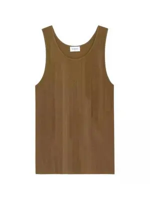 Saint Laurent Cassandre Ribbed Cotton Tank Top
