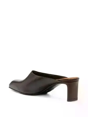 Khaite Square-toe Mid Block Heel Leather Mules - Brown