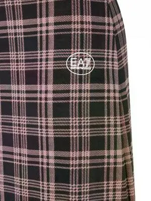 EA7 Tartan Print Midi Skirt - Black