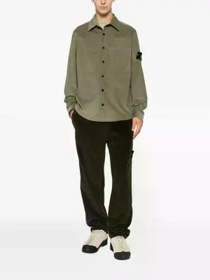 Stone Island Corduroy-texture Logo-patch Shirt