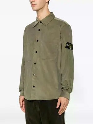 Stone Island Corduroy-texture Logo-patch Shirt