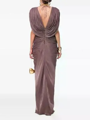 ANA RADU Draped Pleated Maxi Dress