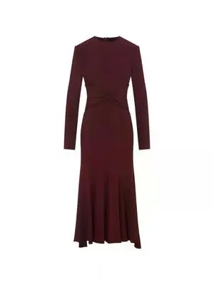 Alberta Ferretti Midi Ruched Waist Long Sleeve Dress