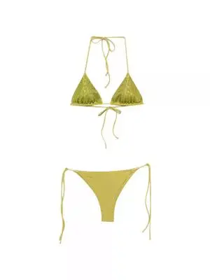 MC2 SAINT BARTH Rhinestone Embellished Triangle Bikini Top - Green