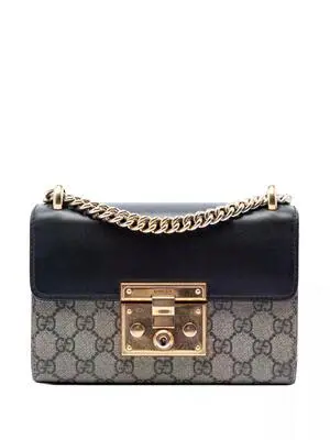 Gucci Gg Supreme Padlock Crossbody Bag - Black