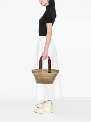 Gucci Gg Canvas Web Tote Bag