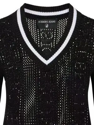 Iceberg Open-knit V-neck Sweater - Black