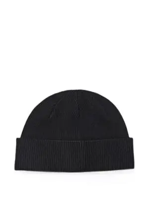 Emporio Armani Ribbed Knit Beanie With Logo Patch