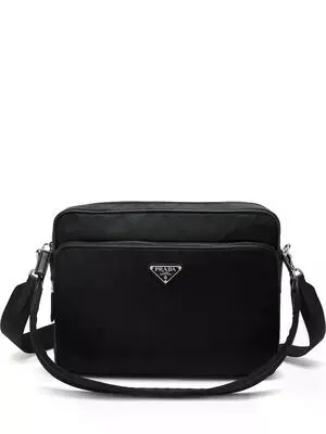 Prada Logo-plaque Zip-fastening Shoulder Bag - Black