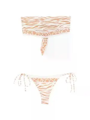 MC2 SAINT BARTH Animal Print Bandeau Bikini - Neutrals