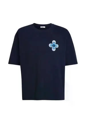Commas Embroidered Cotton T-shirt - Blue