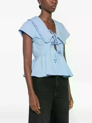 GANNI Ruffled Peplum Blouse