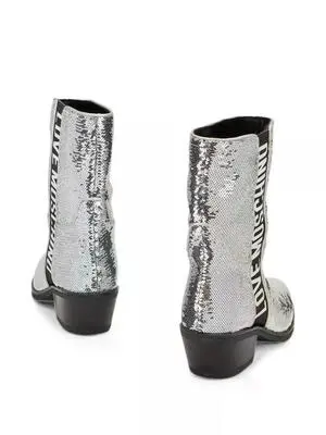 Moschino Sequin-embellished Logo-print Boots