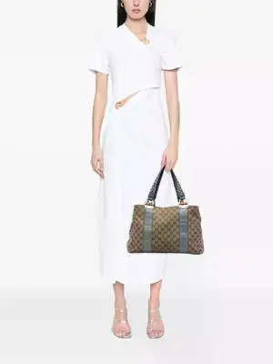 Gucci Gg Canvas Bamboo Tote Bag