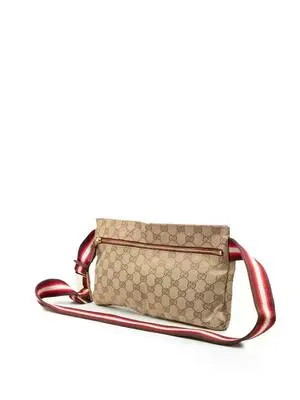 Gucci Gg Canvas Web Double Pocket Belt Bag - Red