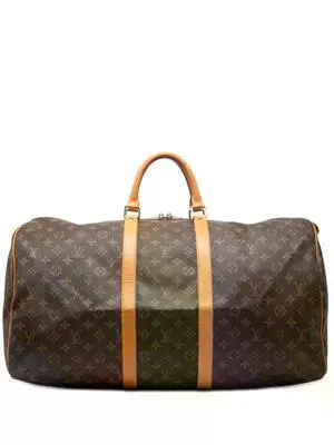 LOUIS VUITTON Monogram Keepall 55 Travel Bag - Brown