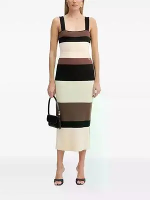 FRACOMINA Striped Logo Plaque Midi Skirt