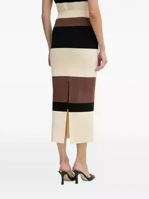 FRACOMINA Striped Logo Plaque Midi Skirt