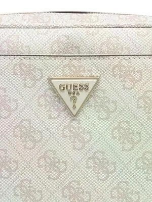 Guess Monogram Print Logo Plaque Shoulder Bag