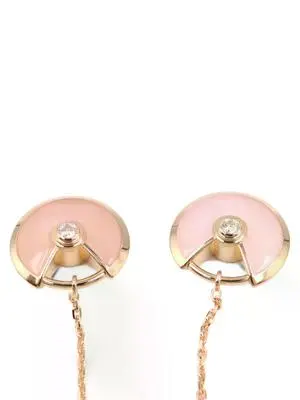 Cartier 18k Rose Gold Diamond And Opal Amulet Drop Earrings