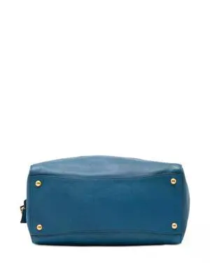 Prada Vitello Daino Zip Top Satchel - Blue