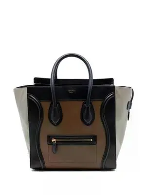 Celine Mini Tricolor Calfskin Luggage Tote Bag - Brown