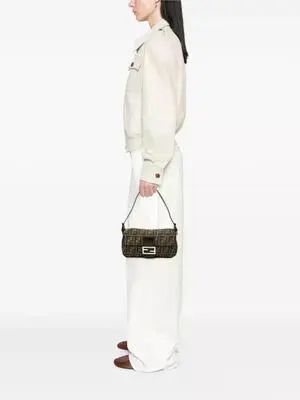 Fendi Zucca Canvas Baguette Shoulder Bag