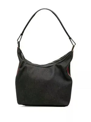 Gucci Denim Shoulder Bag With Web Detail - Grey