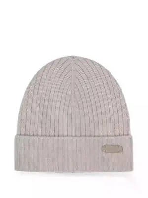 Brioni Ribbed Knit Cashmere Beanie - Neutrals