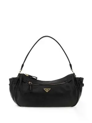 Prada Logo Plaque Leather Tote Bag