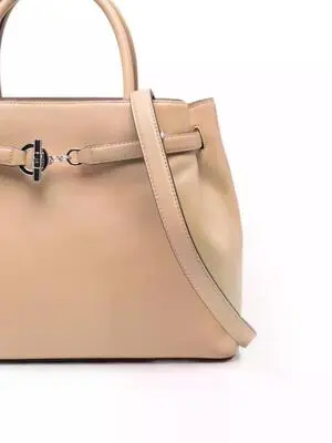 Ralph Lauren Logo-plaque Leather Tote Bag - Neutrals