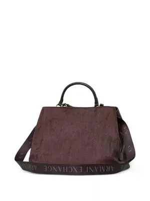 Armani Exchange Suede-effect Logo Strap Tote Bag